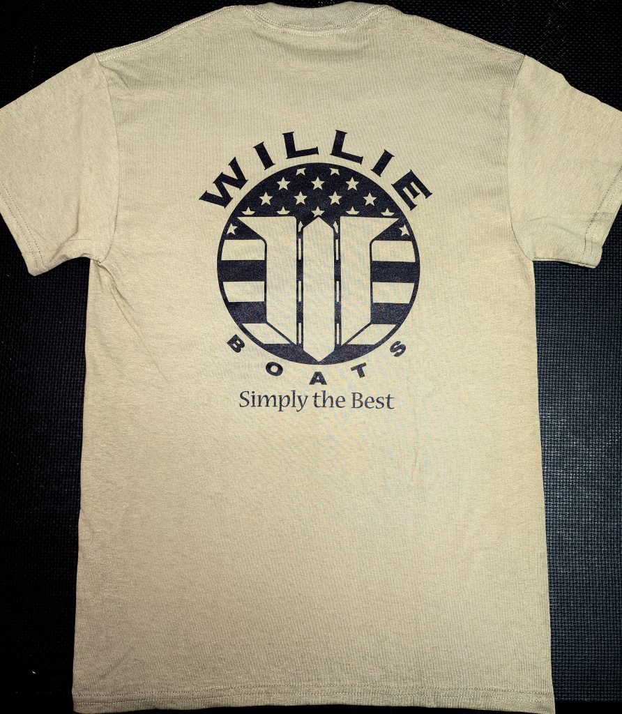 Willie Boats T-Shirt Coyote Brown & Black Flag Logo - Willie Boats