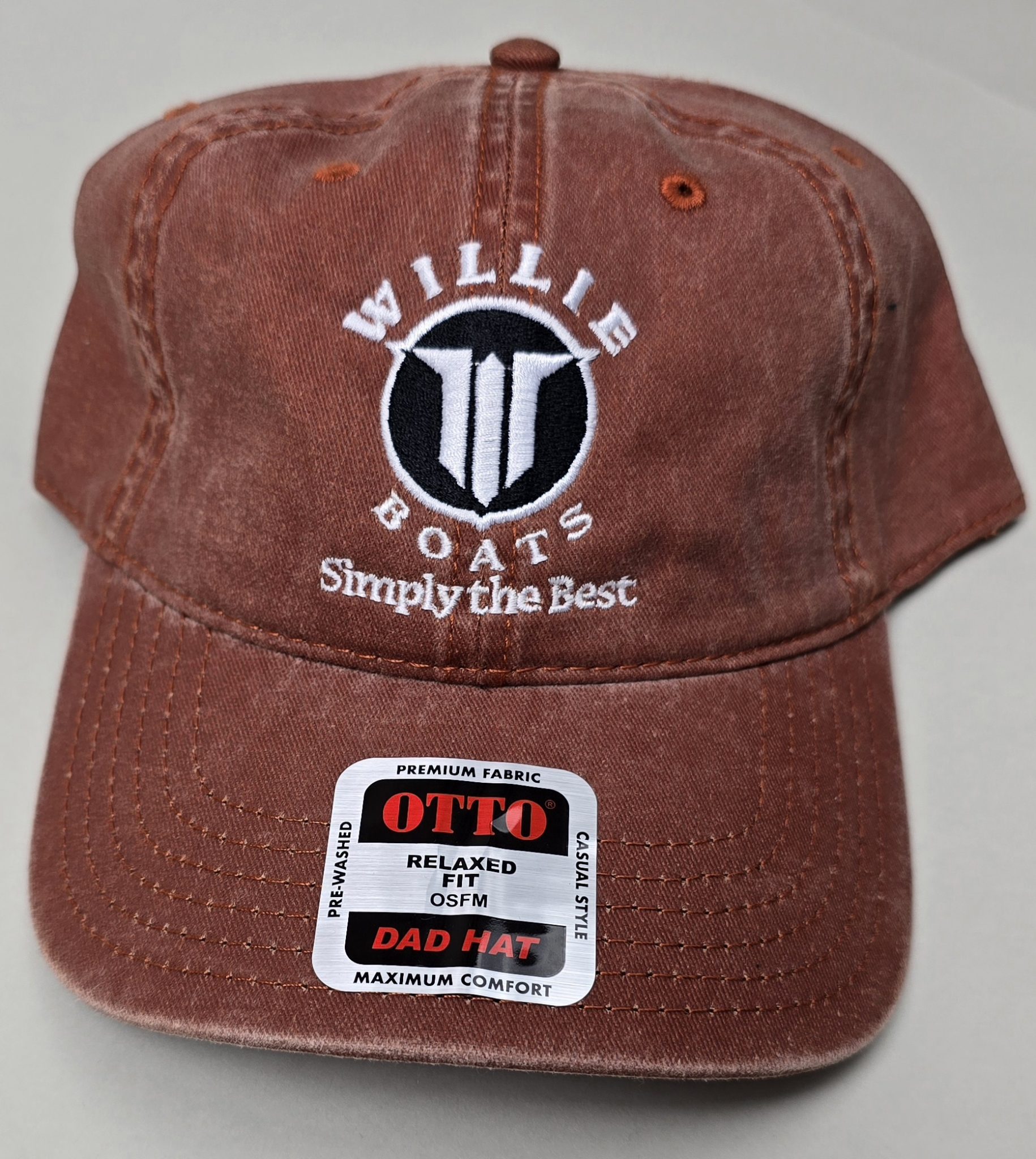 Willie Boats Hat Washed Texas Orange & White Logo - Willie Boats